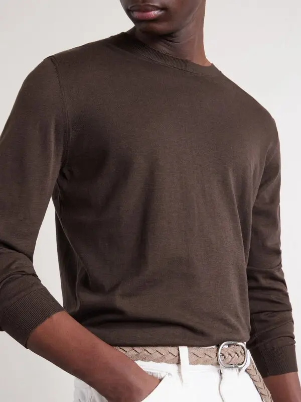 SLOWEAR Cotton And Silk-blend Sweater - Brown