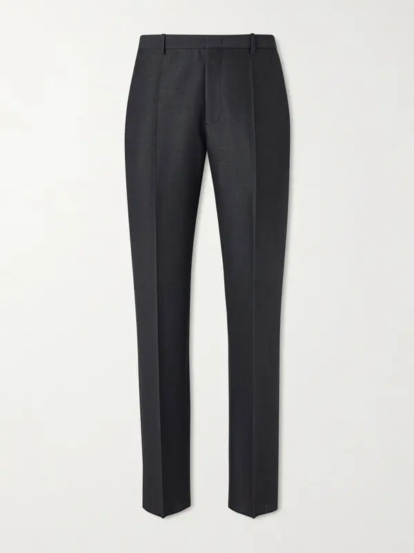 JIL SANDER Straight-leg Wool And Mohair-blend Trousers - Blue