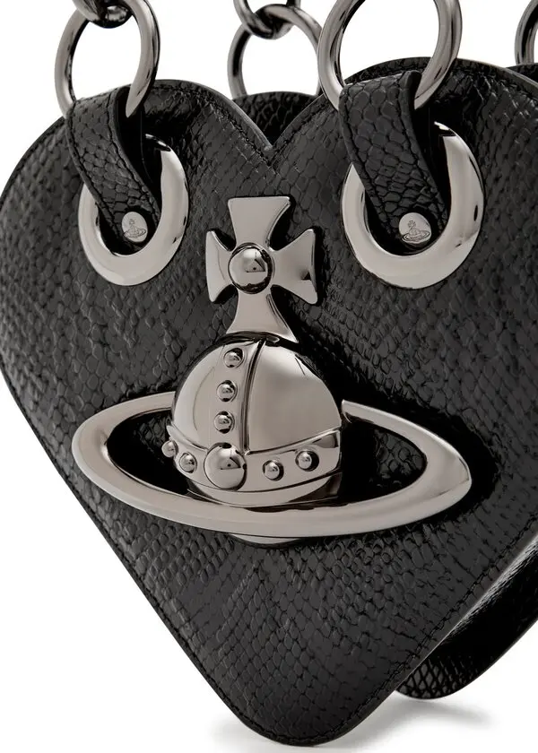 Vivienne Westwood Juliet Heart Snake-Effect Leather Shoulder Bag