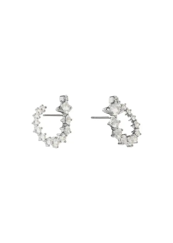 VIVIENNE WESTWOOD Lydia Embellished Orb Hoop Earrings - Silver