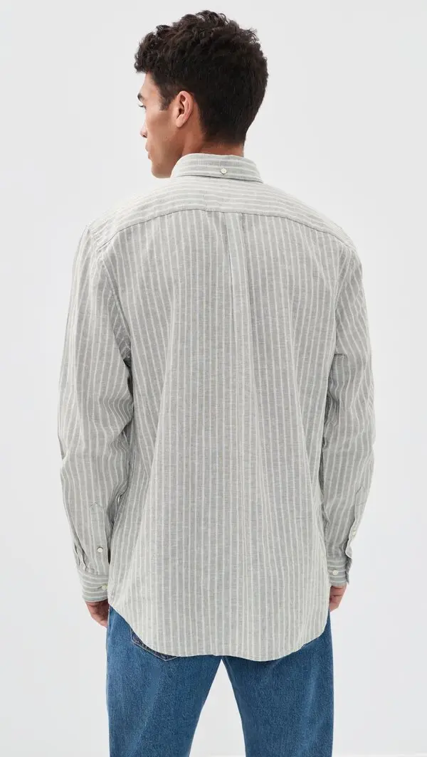Barbour Nelson Stripe Long Sleeve Tailored Shirt - Bleached Olive