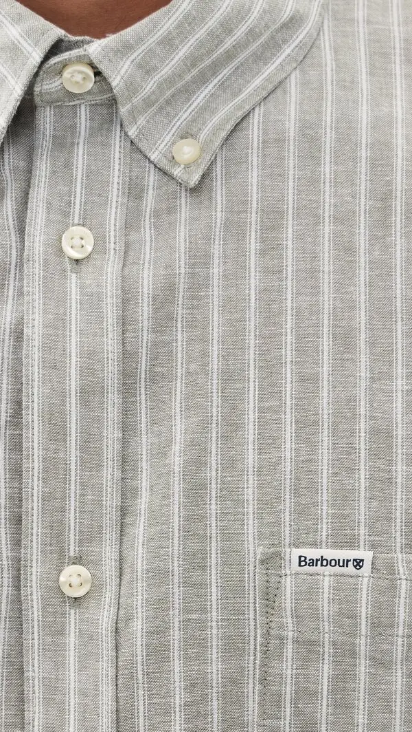 Barbour Nelson Stripe Long Sleeve Tailored Shirt - Bleached Olive
