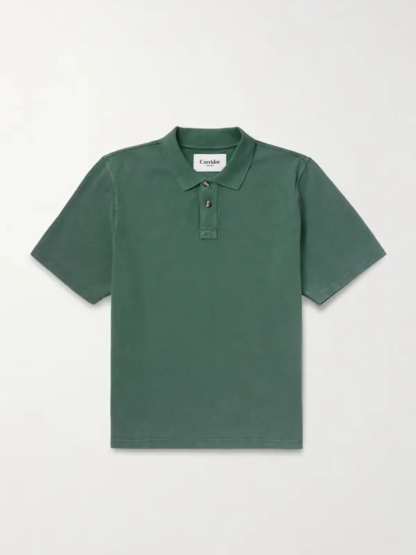 CORRIDOR Garment-dyed Cotton-piqué Polo Shirt - Green