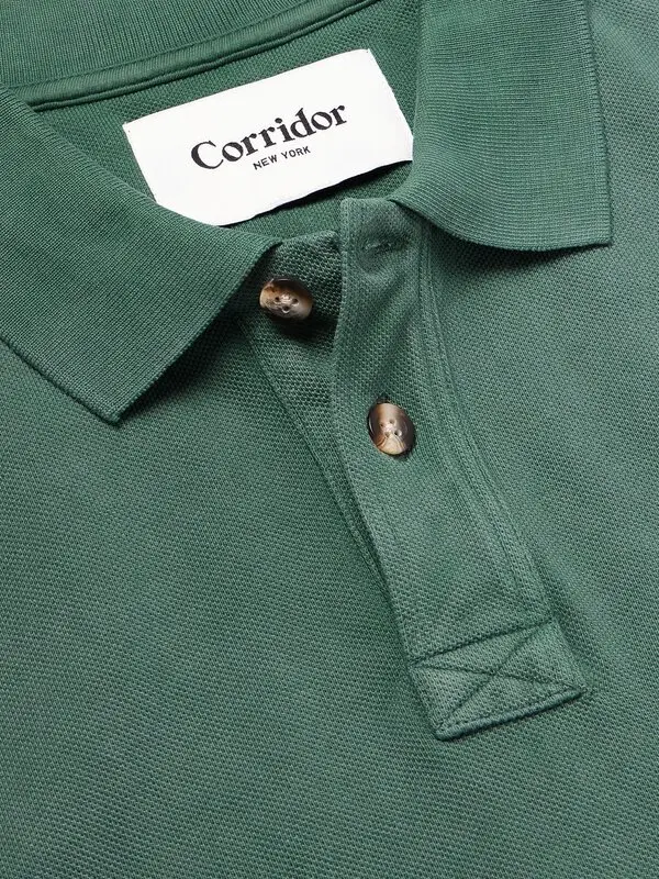CORRIDOR Garment-dyed Cotton-piqué Polo Shirt - Green