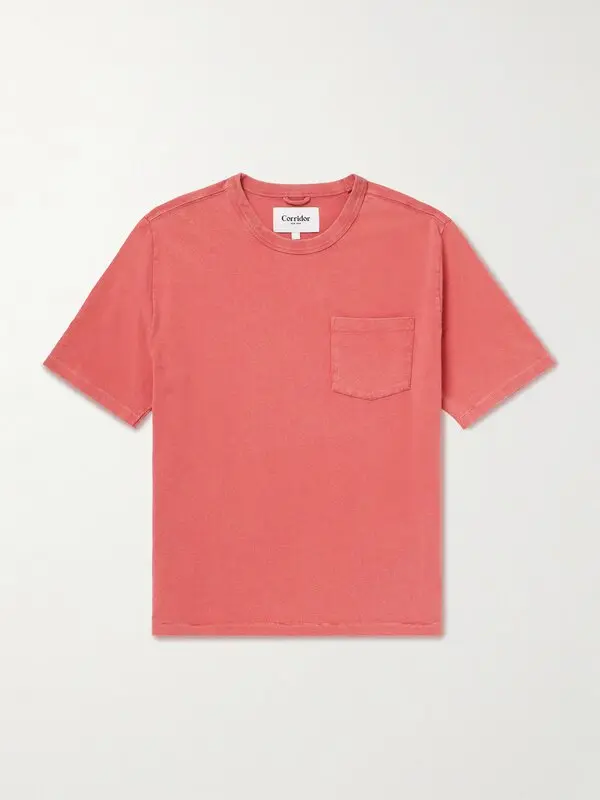 CORRIDOR Garment-dyed Cotton-jersey T-shirt - Red