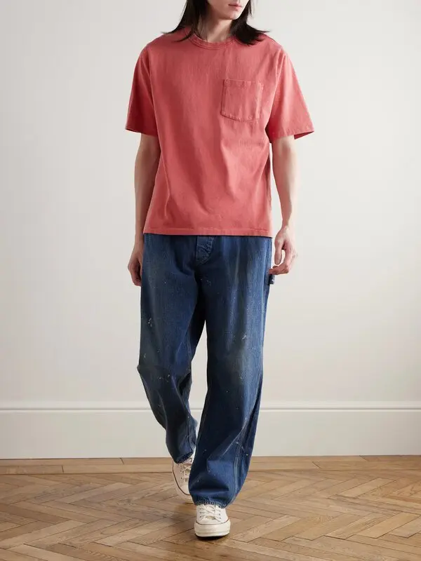 CORRIDOR Garment-dyed Cotton-jersey T-shirt - Red