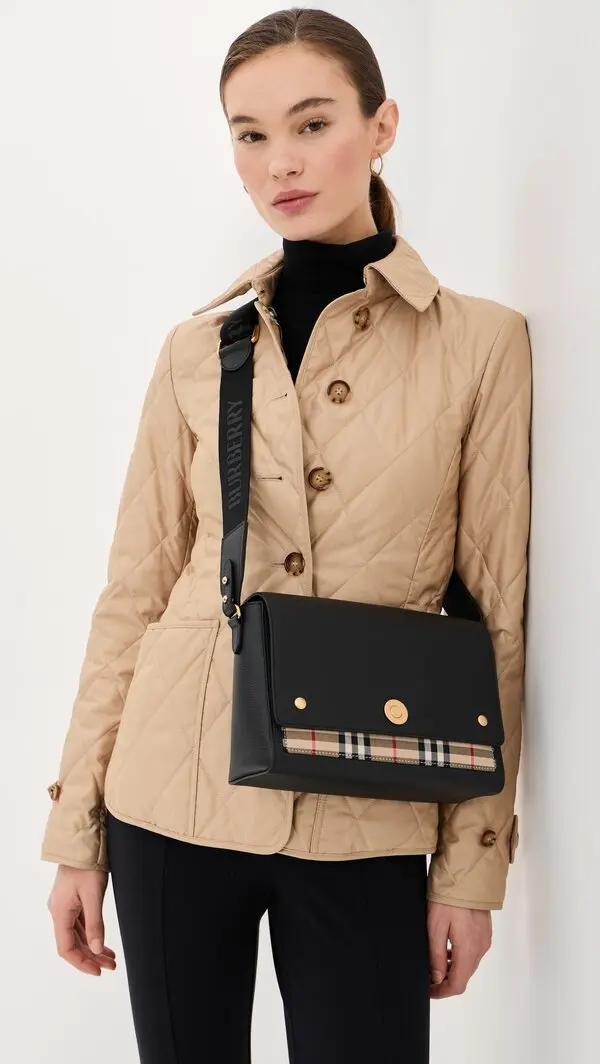 Burberry Plaid Accented Bag - Black