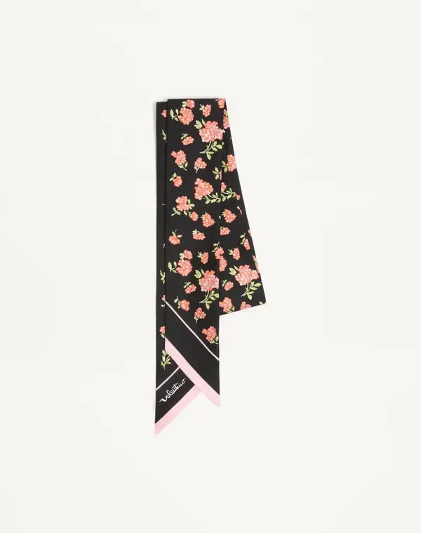 Valentino Garavani Ramage Fiorellini Silk Bandeau Scarf - Black/multicolour