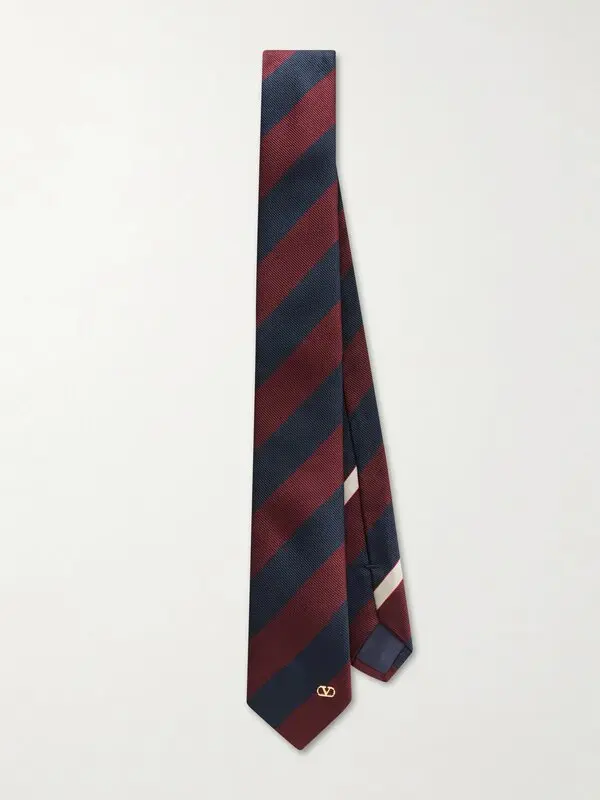 Valentino Garavani 6cm Striped Silk-jacquard Tie - Red