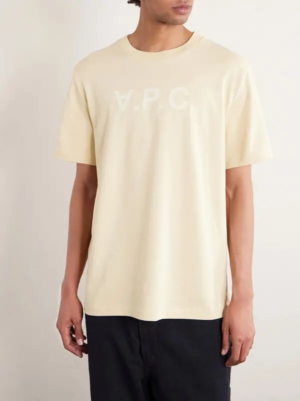 A.p.c. Logo-flocked Organic Cotton-jersey T-shirt - Yellow