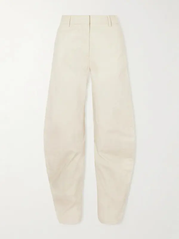 Acne Studios Coated Organic Cotton-twill Barrel-leg Pants - Neutrals