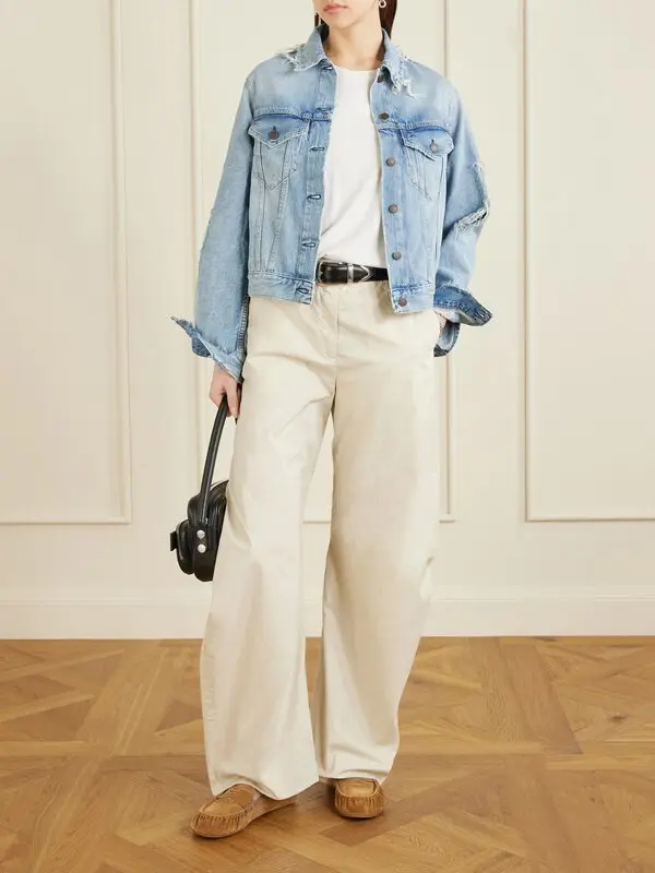 Acne Studios Coated Organic Cotton-twill Barrel-leg Pants - Neutrals