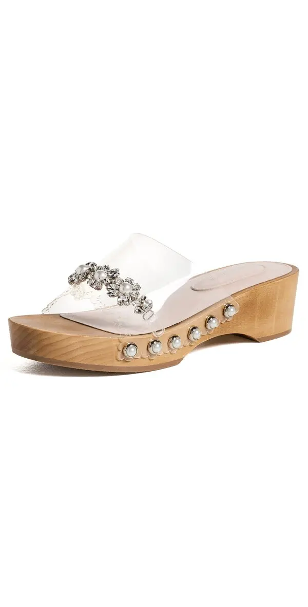 Simone Rocha Scalloped Wooden Clogs - Clear/pearl
