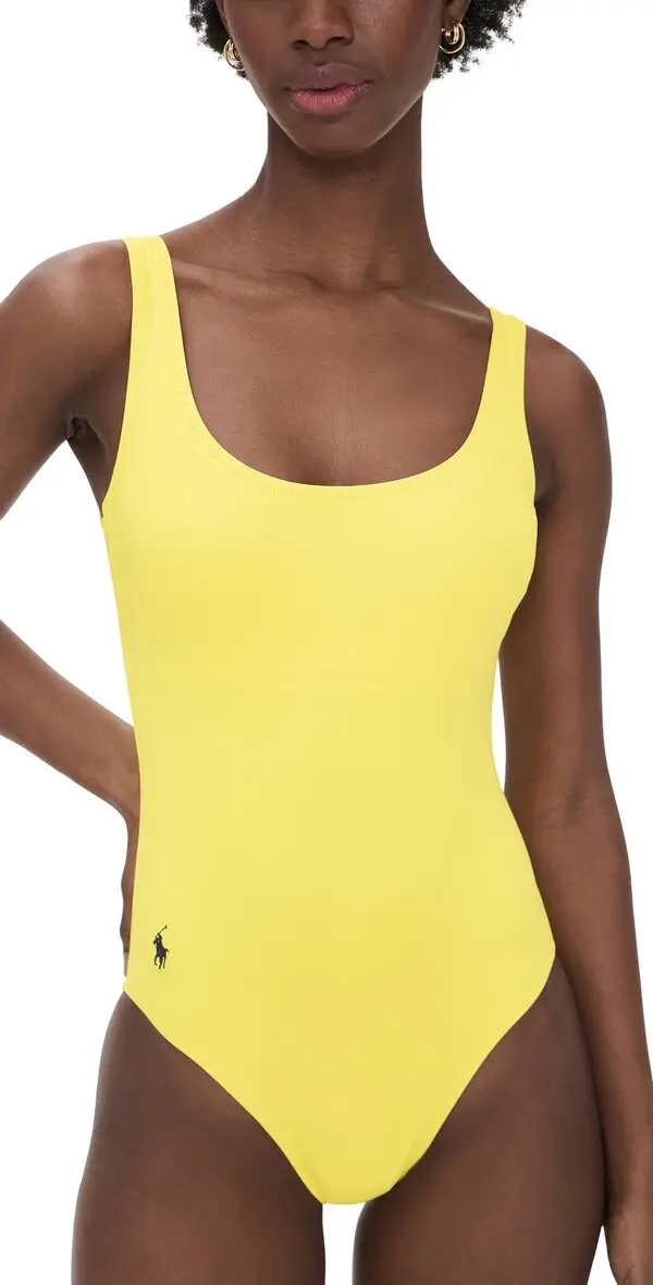 Polo Ralph Lauren Logo Patch One Piece Swimsuit - Yellow