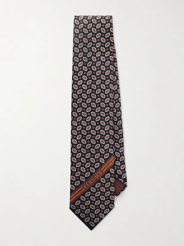 Versace 9cm Silk-jacquard Neck Tie - Orange