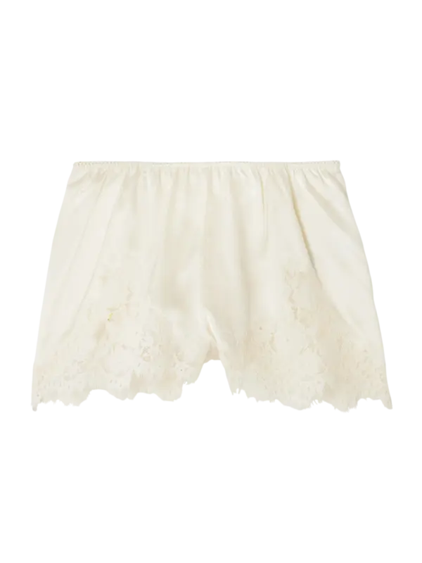 DÔEN Iona Lace-trimmed Silk-satin Shorts - Neutrals