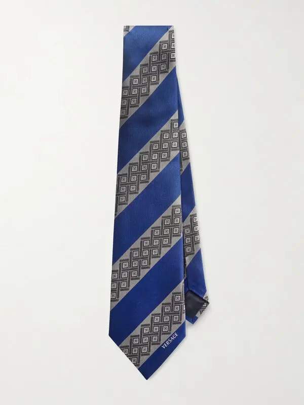Versace 9cm Silk-jacquard Tie - Blue