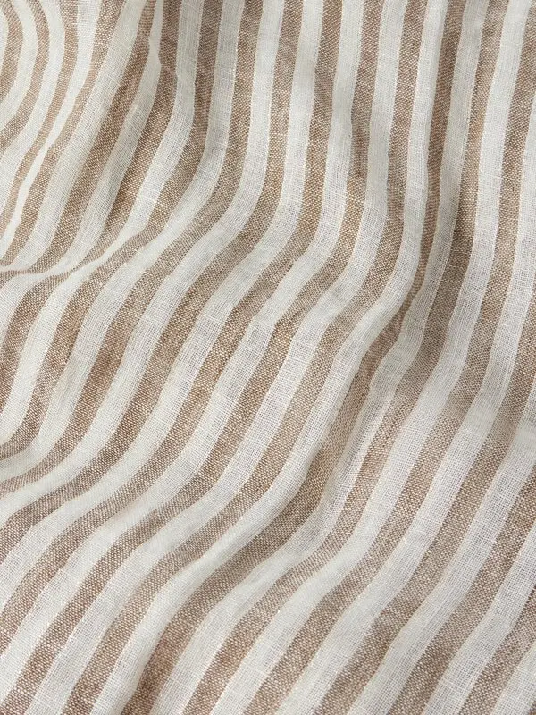 Brunello Cucinelli Fringed Striped Linen-blend Scarf - Neutrals