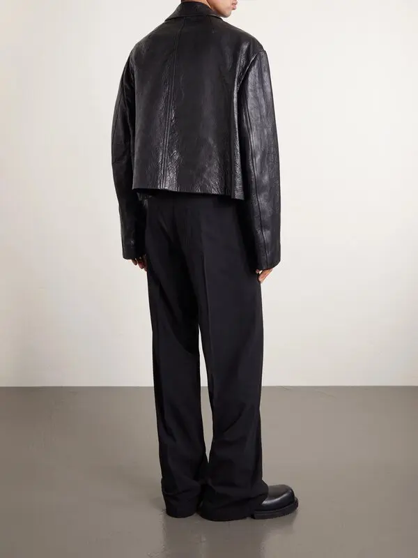 Rick Owens Temple Heizer Mac Textured-leather Jacket - Black