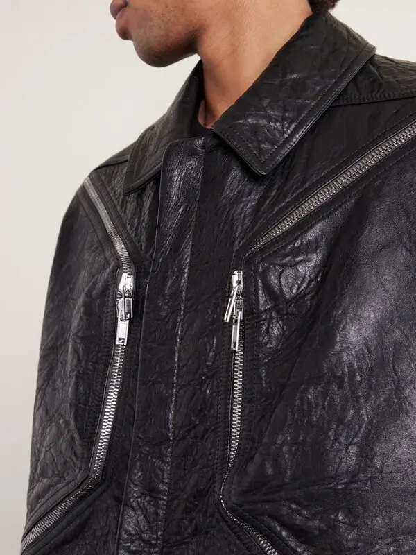 Rick Owens Temple Heizer Mac Textured-leather Jacket - Black