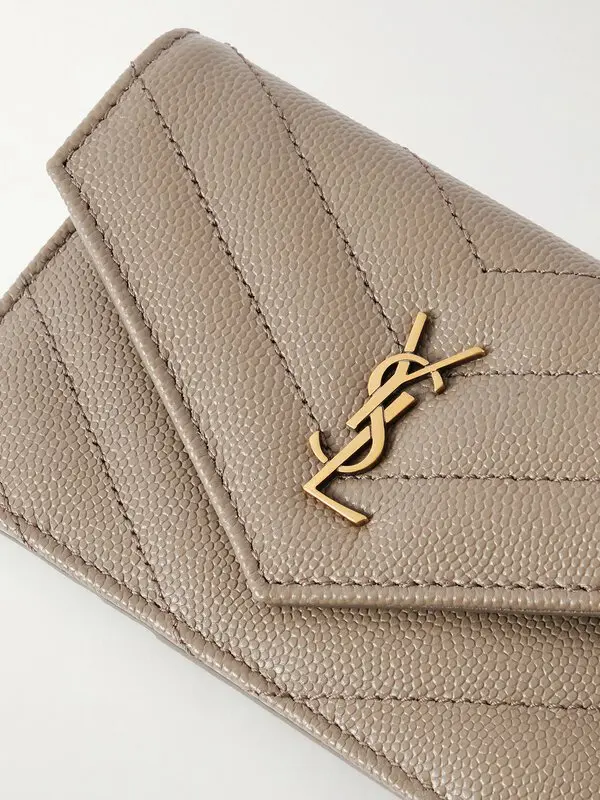 Saint Laurent Cassandre Matelassé Leather Wallet - Gray