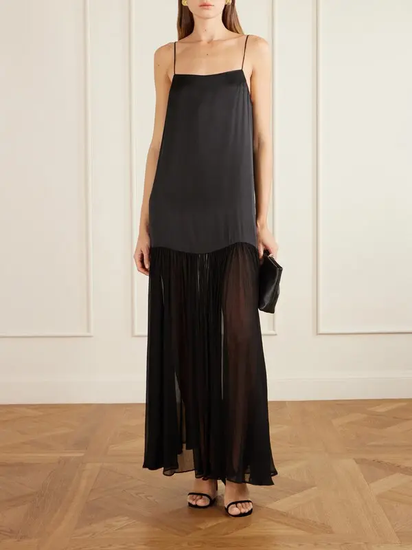 ANINE BING Clementine Pleated Maxi Dress - Black