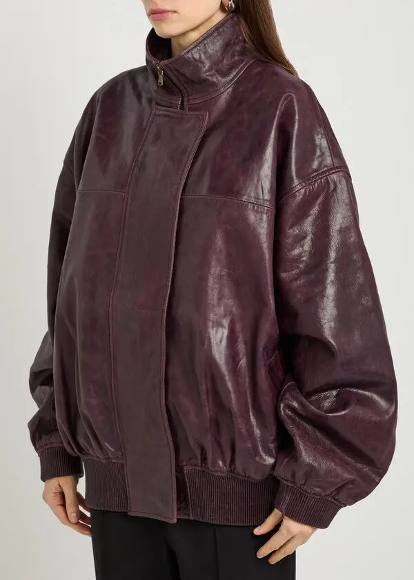 Christopher Esber Devon Leather Bomber Jacket - Maroon