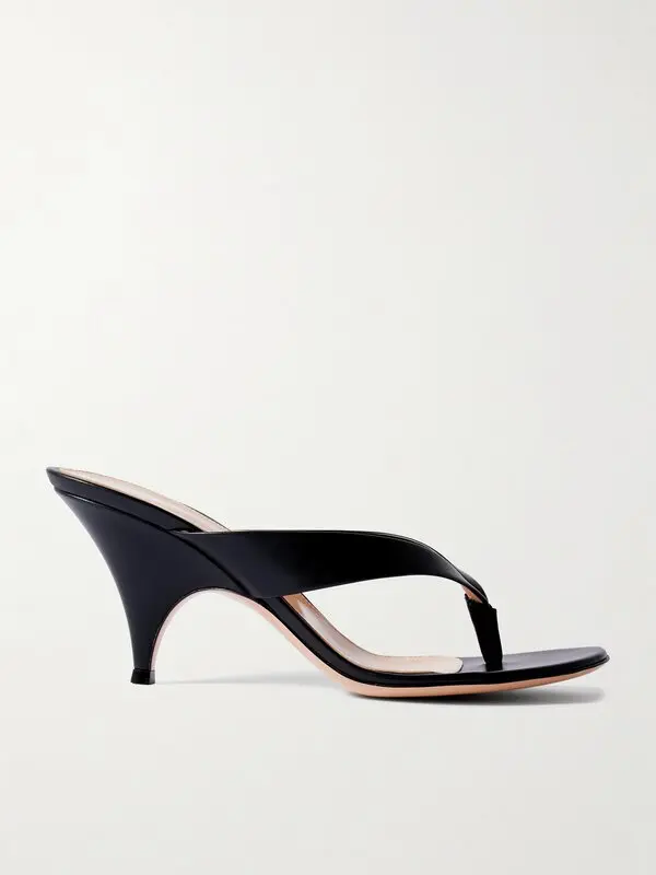 GIANVITO ROSSI Sofia 70 Leather Thong Sandals - Black