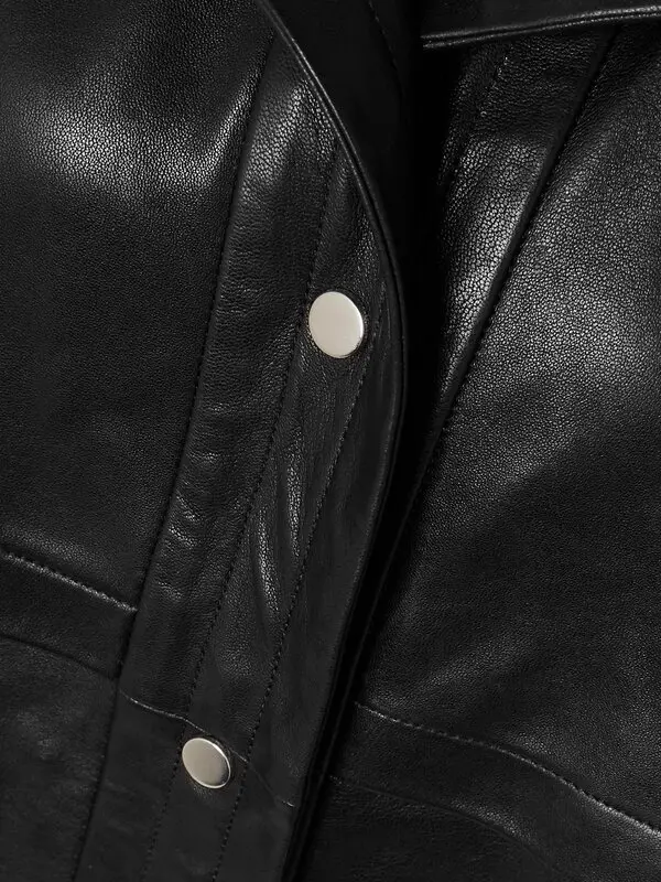Nour Hammour Park Oversized Textured-leather Jacket - Black