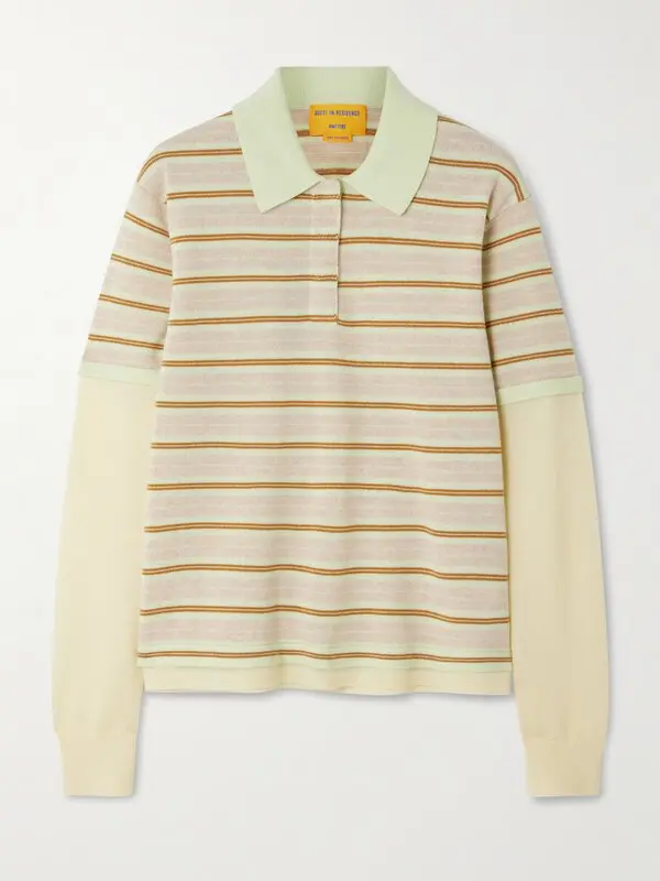 Guest In Residence Layered Striped Cashmere Polo Shirt - Yellow