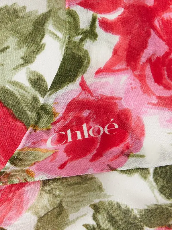 Chloé Floral-print Silk-georgette Scarf - Pink
