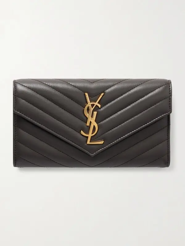 Saint Laurent Matelassé Leather Wallet - Black