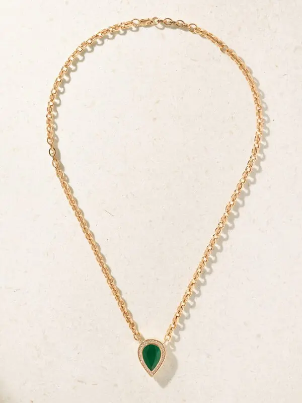 KOLOURS JEWELRY 14-karat Gold, Emerald And Diamond Necklace - Green