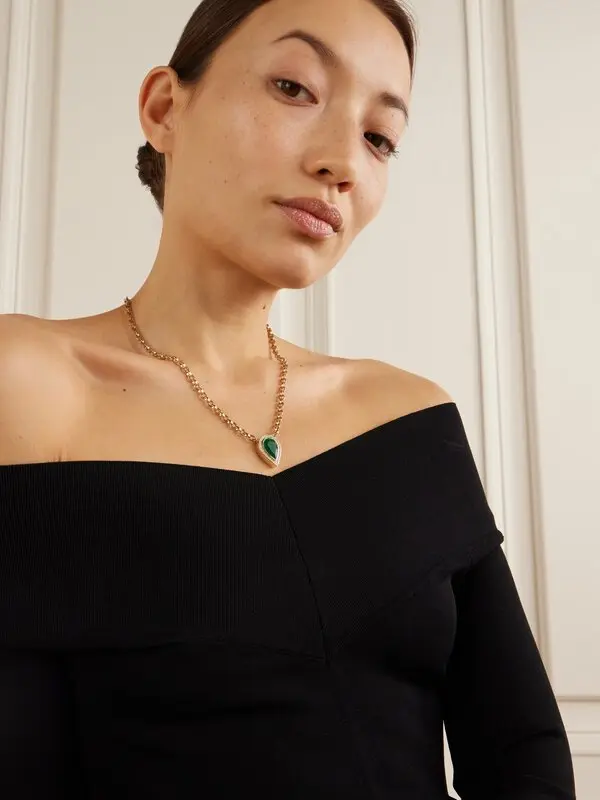 KOLOURS JEWELRY 14-karat Gold, Emerald And Diamond Necklace