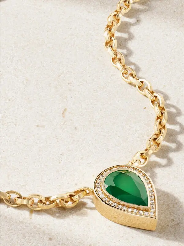 KOLOURS JEWELRY 14-karat Gold, Emerald And Diamond Necklace