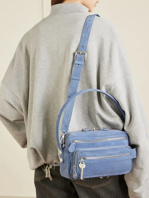 Acne Studios Suede Camera Shoulder Bag - Blue