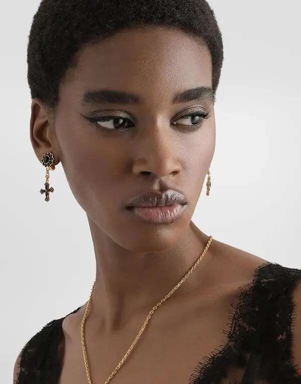Dolce & Gabbana Cross And Rhinestone Clip On Earrings