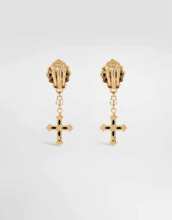 Dolce & Gabbana Cross And Rhinestone Clip On Earrings