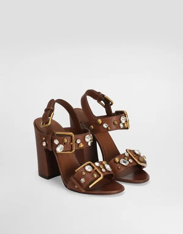 Dolce & Gabbana Keira Cowhide Sandals With Embellishments