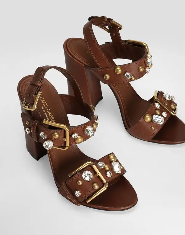 Dolce & Gabbana Keira Cowhide Sandals With Embellishments
