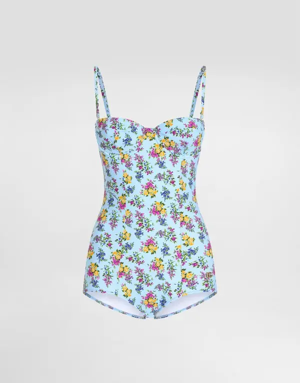 Dolce & Gabbana Floral-print Balconette One-piece Swimsuit - Multicolor