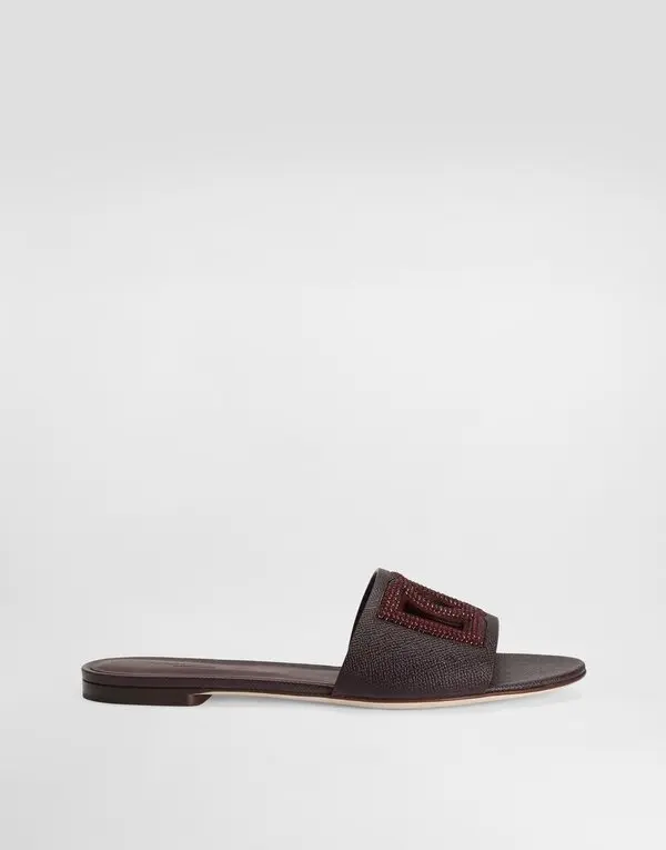 Dolce & Gabbana Suede And Dauphine Calfskin Slippers - Bordeaux