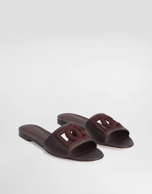 Dolce & Gabbana Suede And Dauphine Calfskin Slippers - Bordeaux