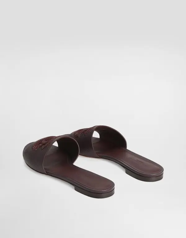 Dolce & Gabbana Suede And Dauphine Calfskin Slippers - Bordeaux