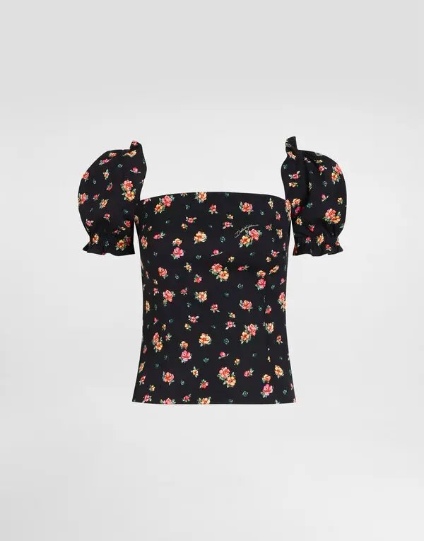Dolce & Gabbana Floral-print Charmeuse Top