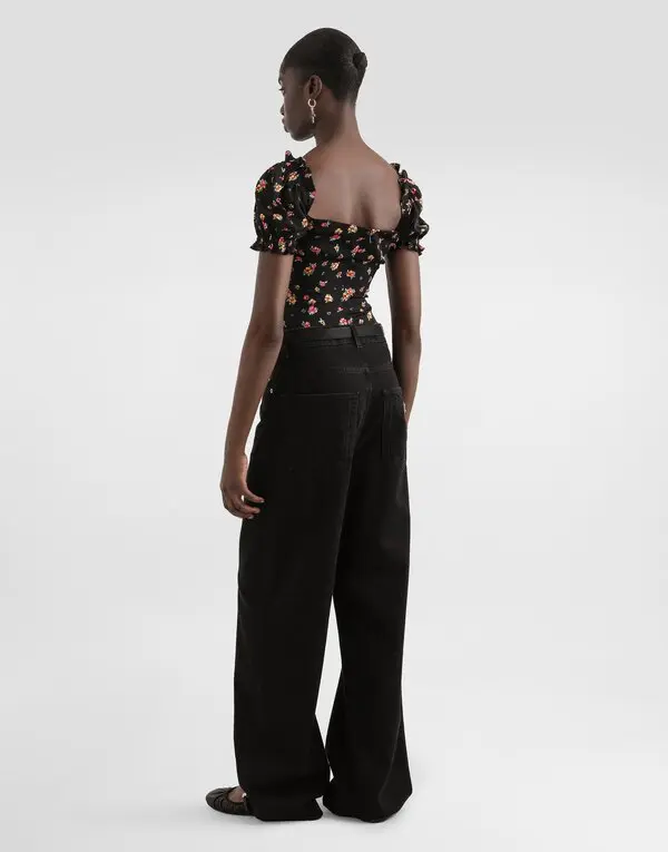 Dolce & Gabbana Floral-print Charmeuse Top