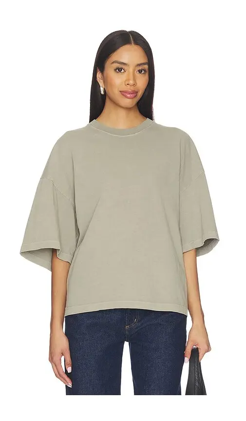 AGOLDE Ellery Tee Shirt With Lace-up Detail - Drab