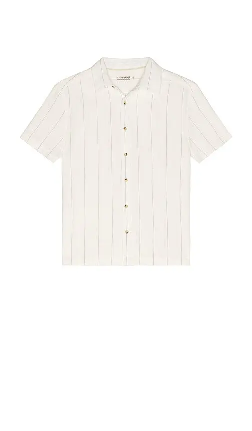 FAIR HARBOR Oasis Textured Short Sleeve Shirt In Cream - Shell Stripe