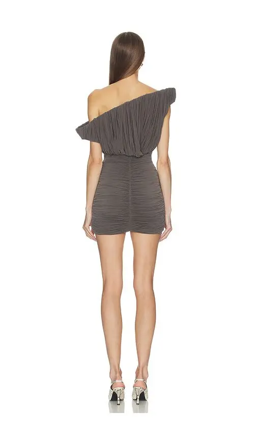 Magda Butrym Asymmetrical Ruched Off-the-shoulder Dress - Brown