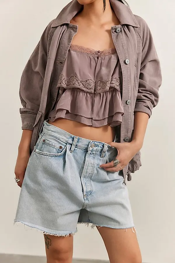 AGOLDE Rhoda High-rise Pleated Denim Shorts - Detach